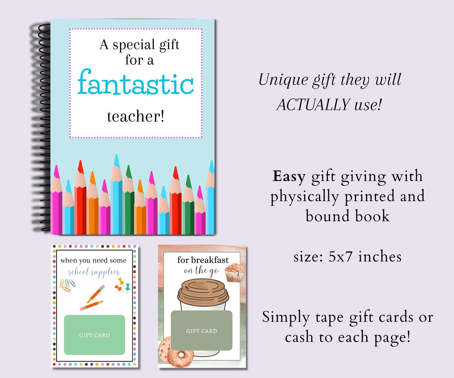 Teacher Appreciation Gift Card Book, End of Year Gift for Teacher ...