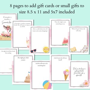 If You Give A Teacher A Summer Break, Editable Teacher Gift Card Book ...