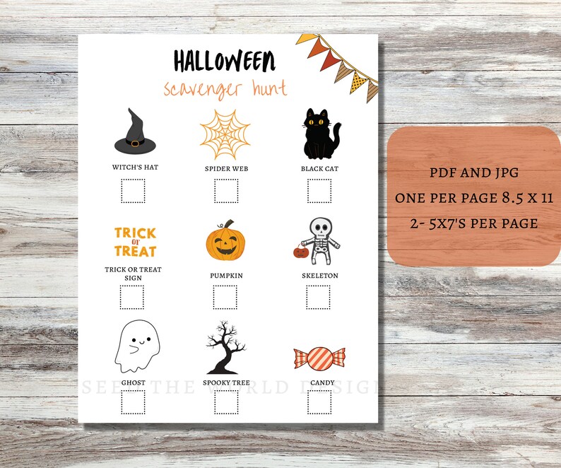 Halloween Scavenger Hunt Printable Halloween Games Outdoor - Etsy