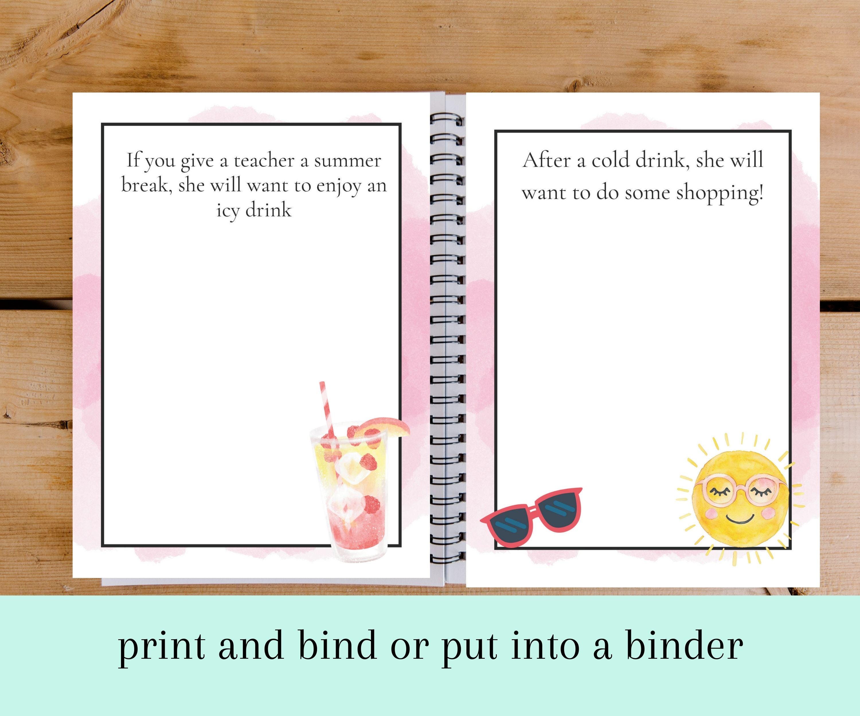 If You Give A Teacher A Summer Break, Editable Teacher Gift Card Book ...