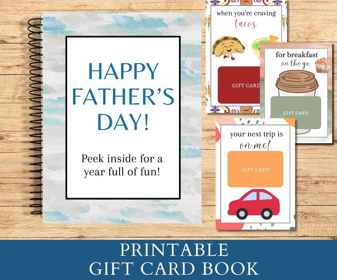 Father's Day Gift Card Book, Printable Gift Card Book, Gift for Husband ...
