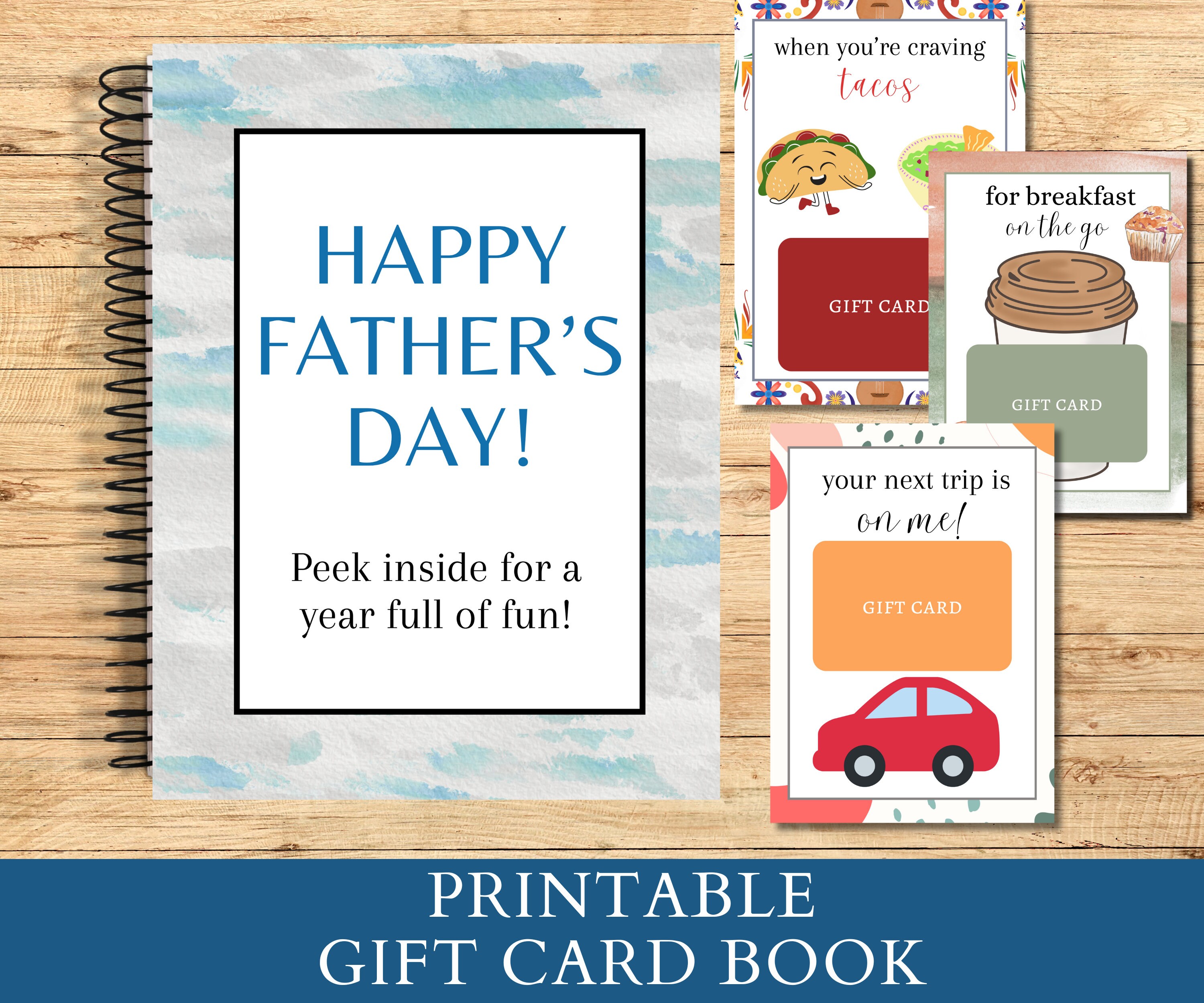 Father's Day Gift Card Book, Printable Gift Card Book, Gift for Husband ...