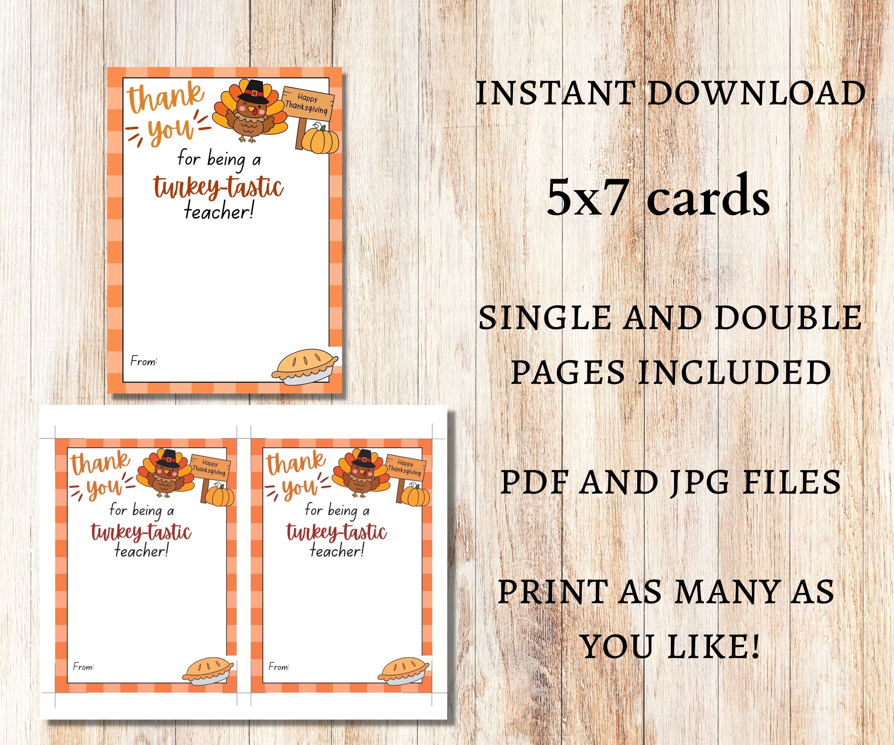 Teacher Thanksgiving Gift Printable Gift Card Holder Teacher - Etsy