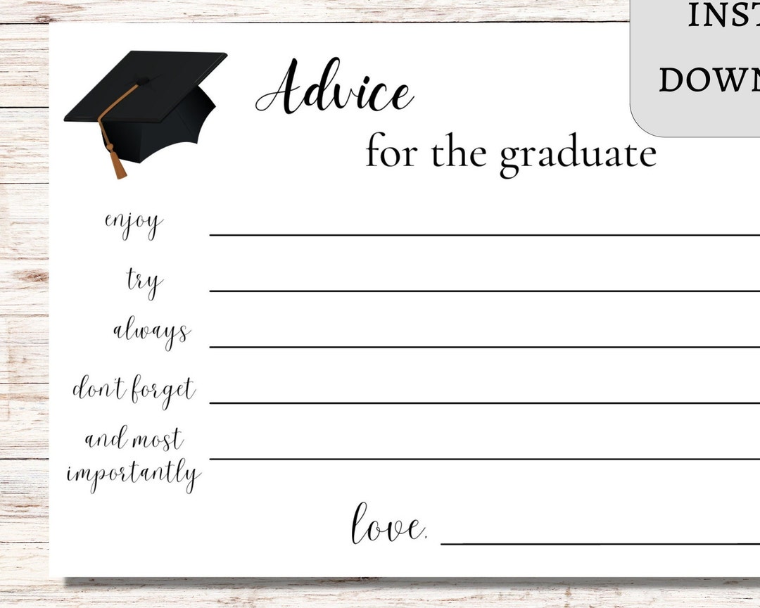 Graduation Advice Cards Printable, Graduation Party Ideas for Him, High ...