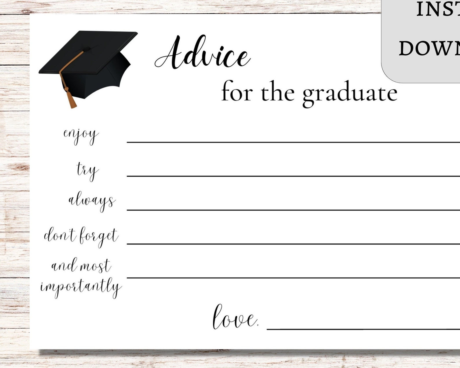 Graduation Advice Cards Printable, Graduation Party Ideas for Him, High ...