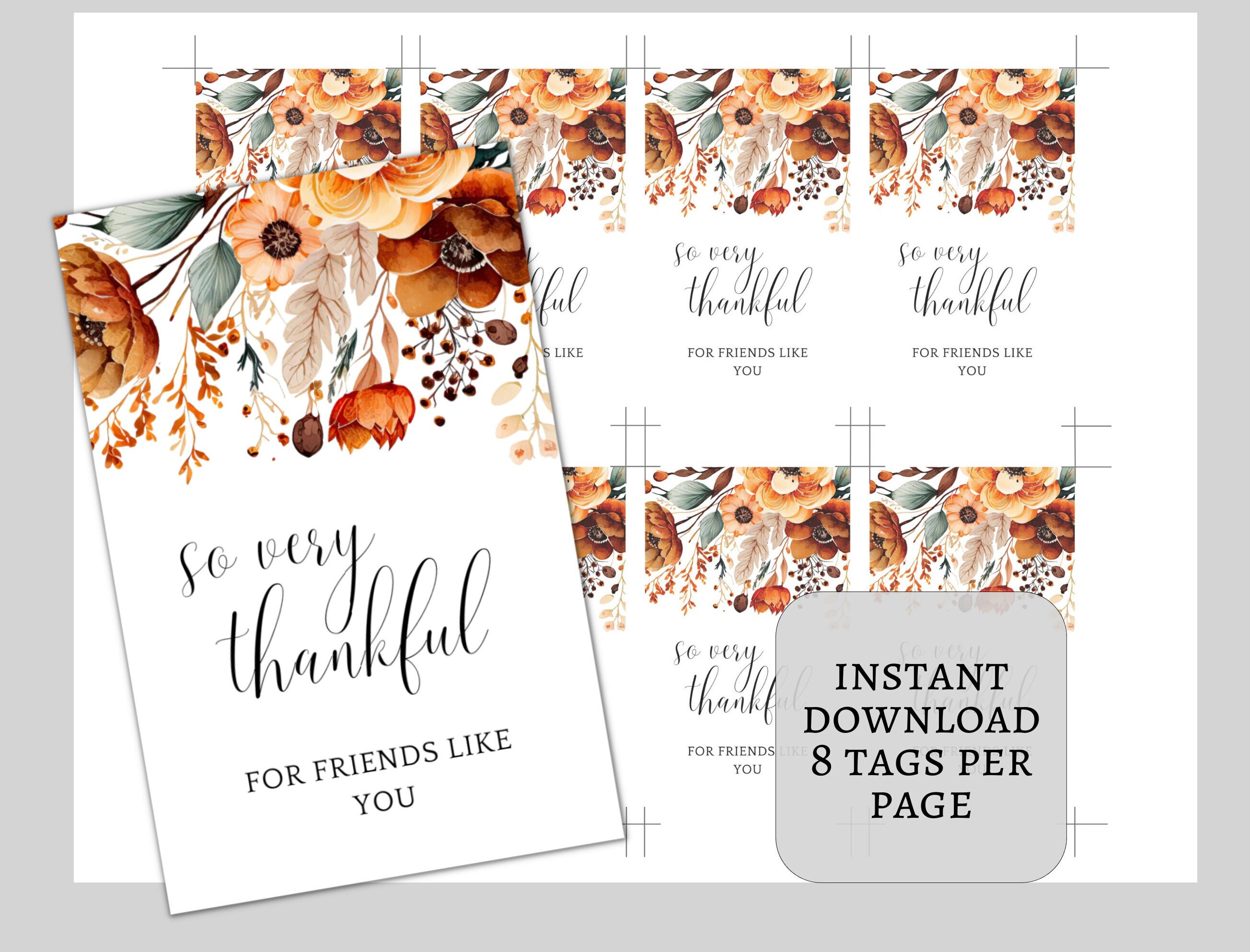 Thanksgiving Gift for Friend Thankful for You Gift Tag - Etsy