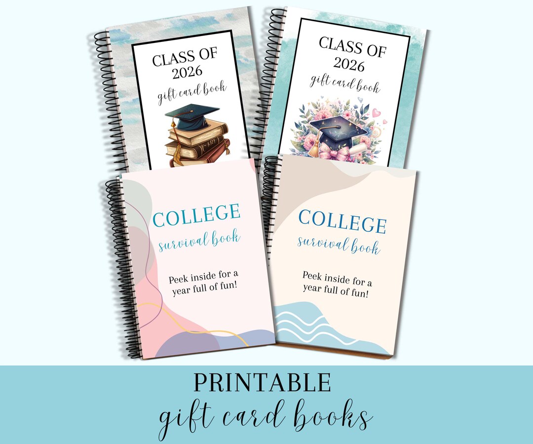 Printable Graduation Gift Card Book, College Survival Book, High School ...