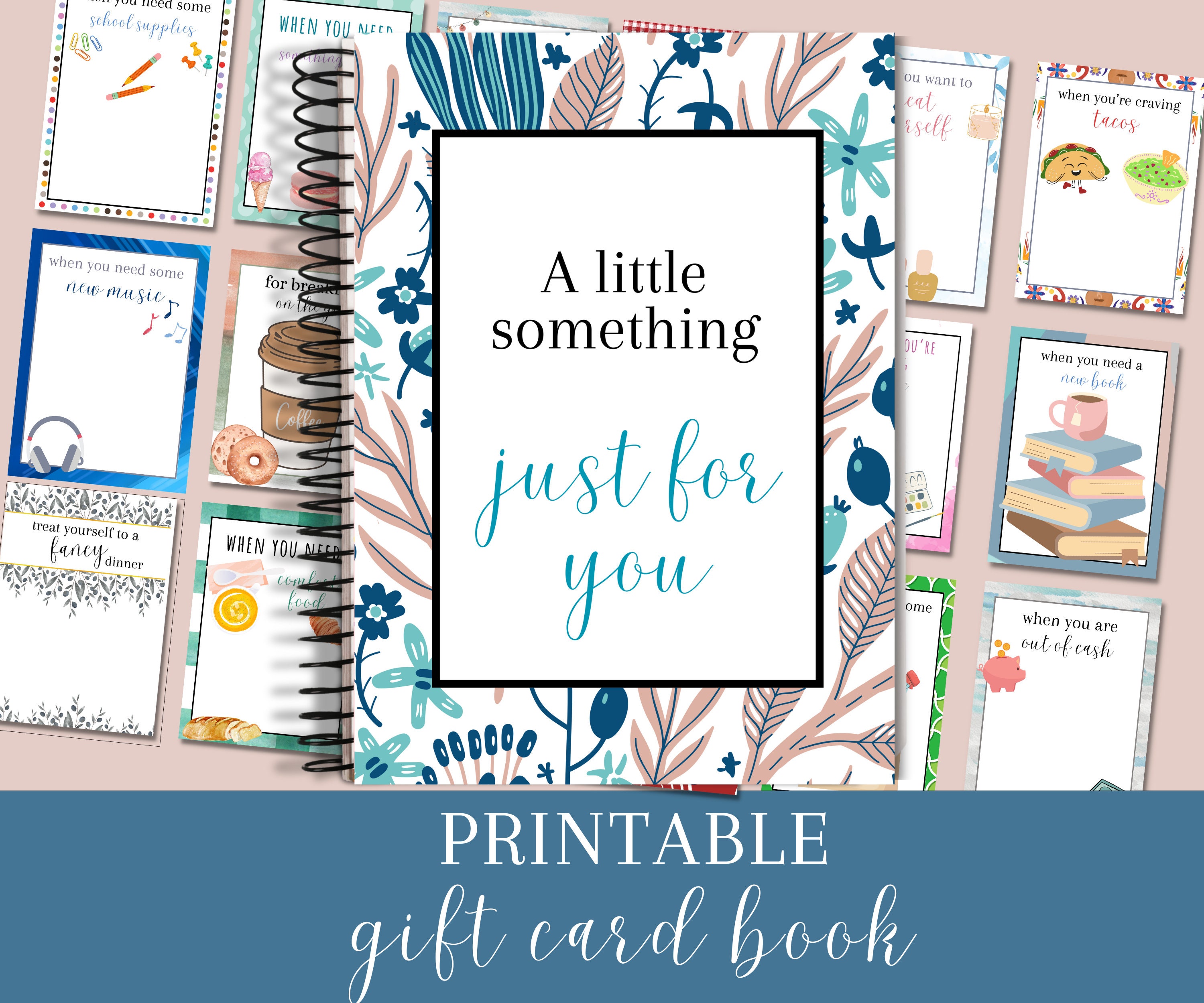 Printable Gift Card Book, College Gift Card Book, Gift for College ...