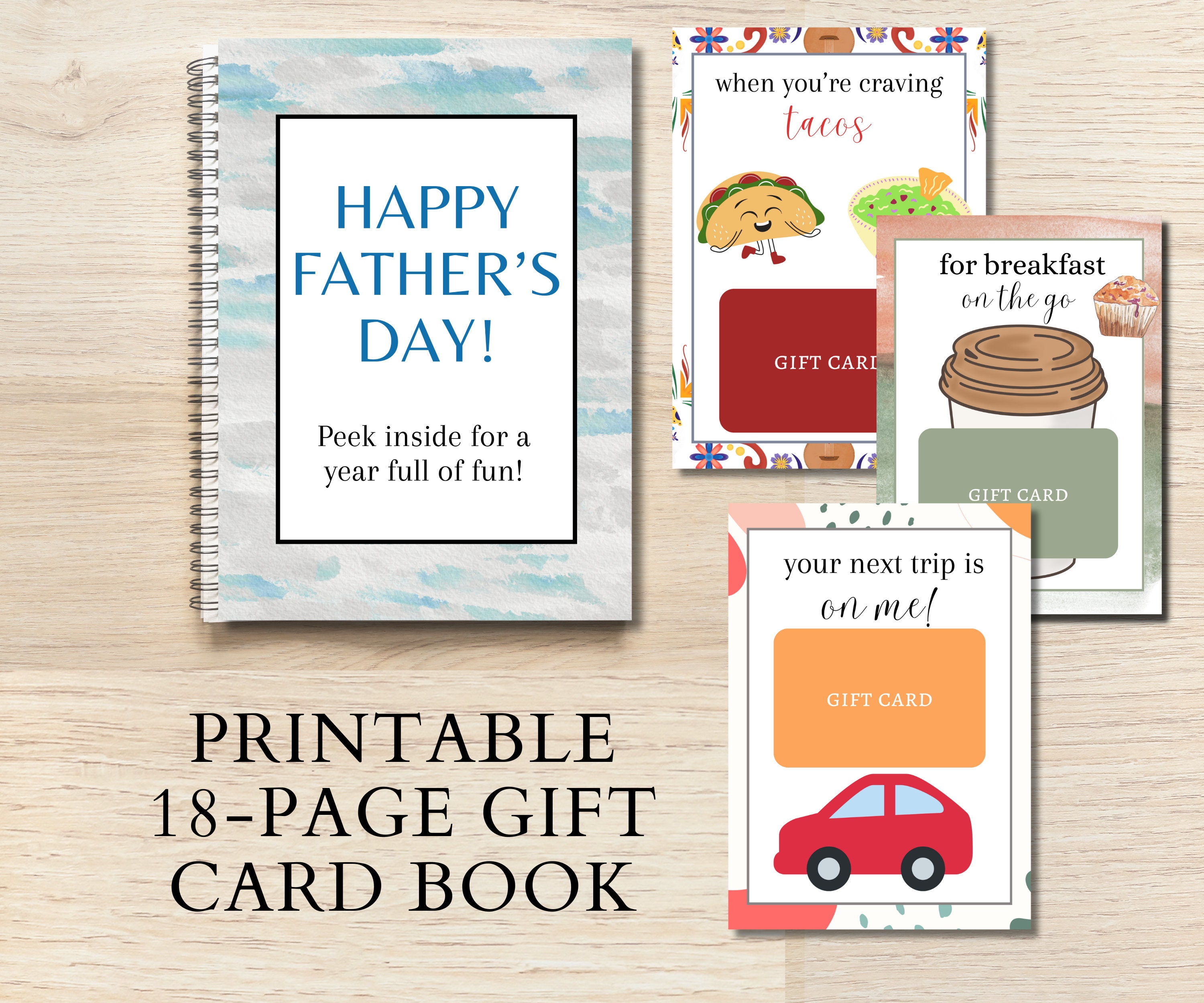 Father's Day Gift Card Book, Printable Gift Card Book, Gift for Husband ...