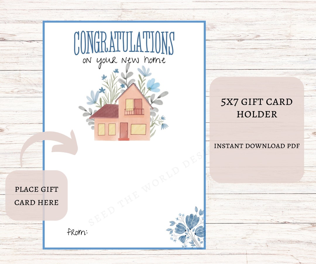 New Home Gift Card Holder Printable Housewarming Gift - Etsy