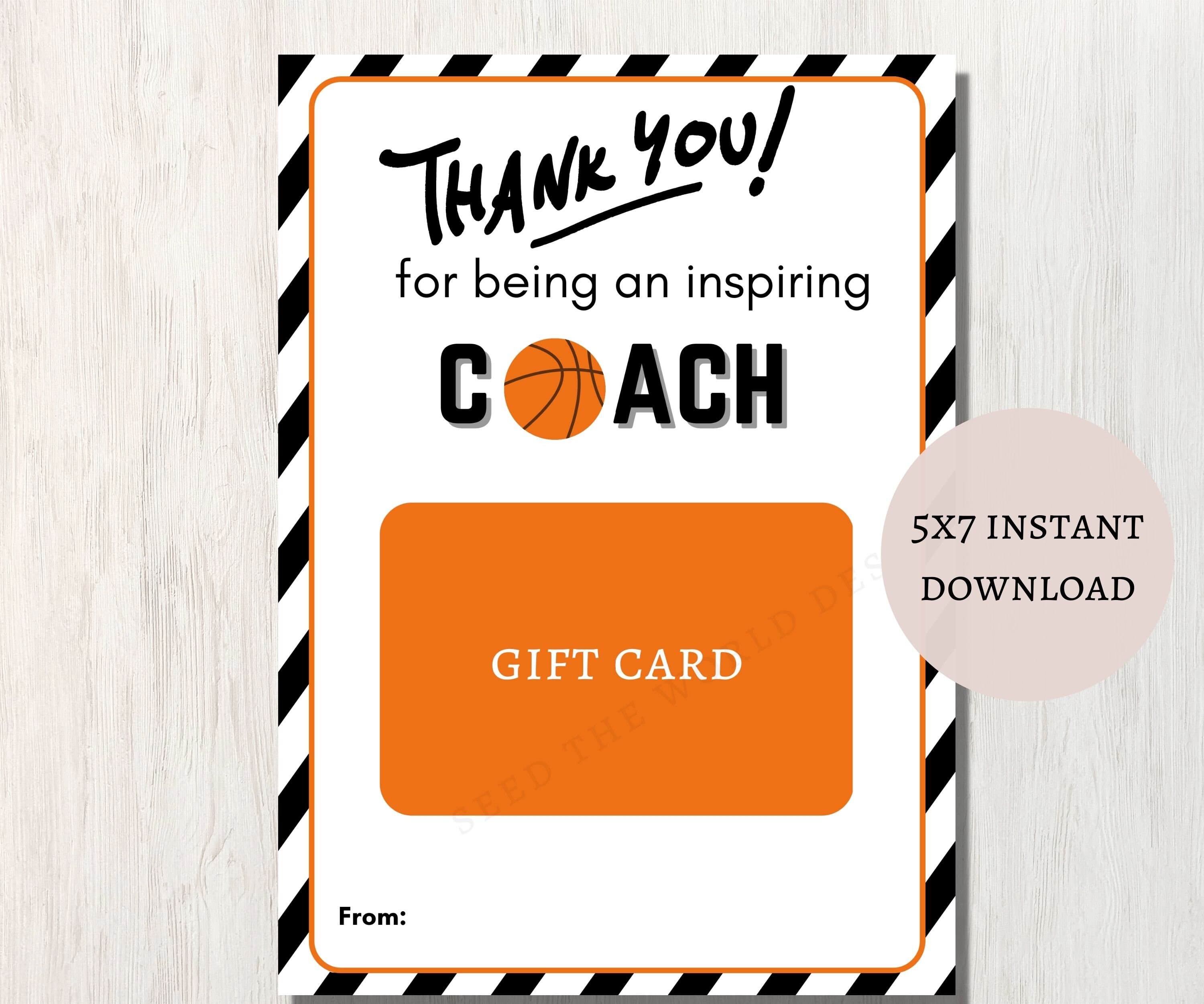 Printable Basketball Coach Gift, Printable Gift Card Holder, Basketball ...