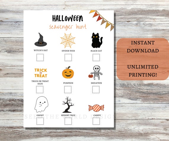 Halloween Scavenger Hunt Printable Halloween Games Outdoor - Etsy