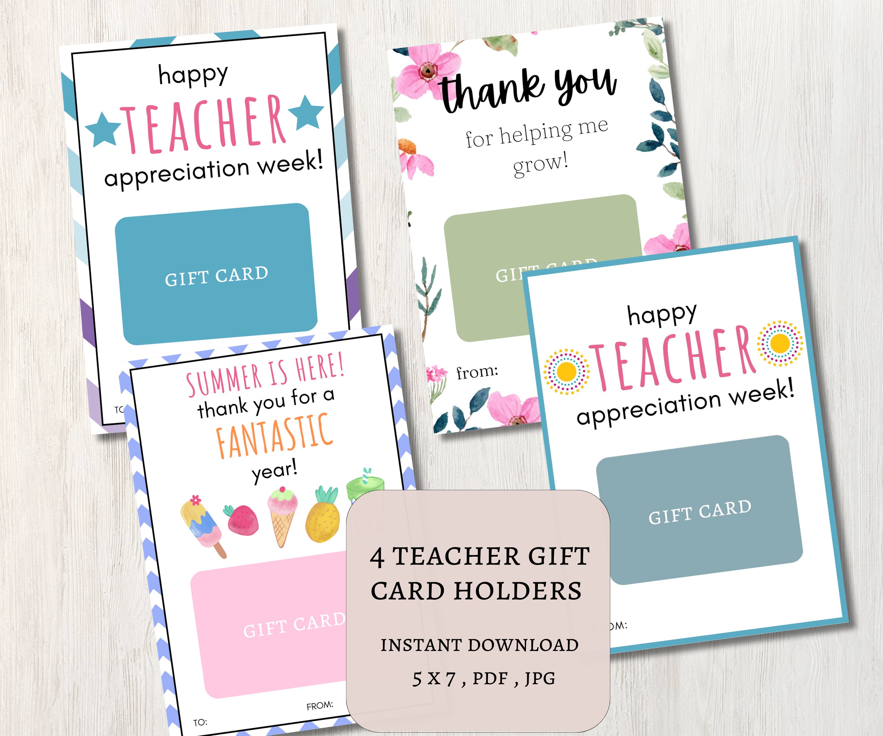 End of Year Teacher Gift Card Holder, Teacher Appreciation Gift, Thank ...