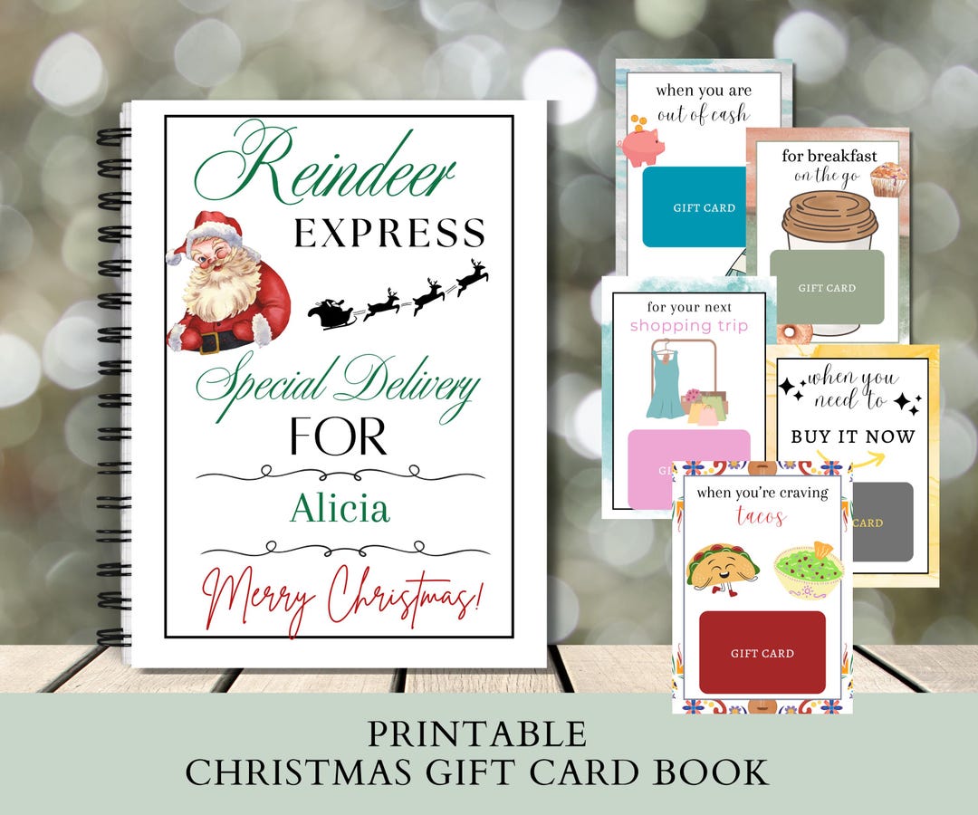 Gift Card Book for Teacher, Printable Christmas Gift Card Book, Gift ...