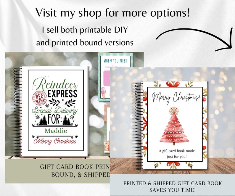 Printable Christmas Gift Card Book, Christmas Gift for Kids, Christmas ...