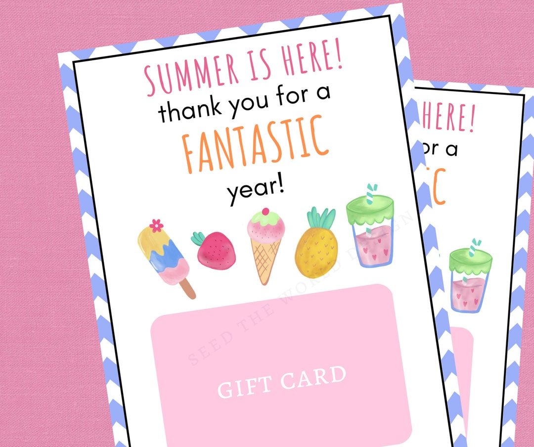 Printable Teacher Gift Card Holder, Summer is Here Thanks for All Youve ...