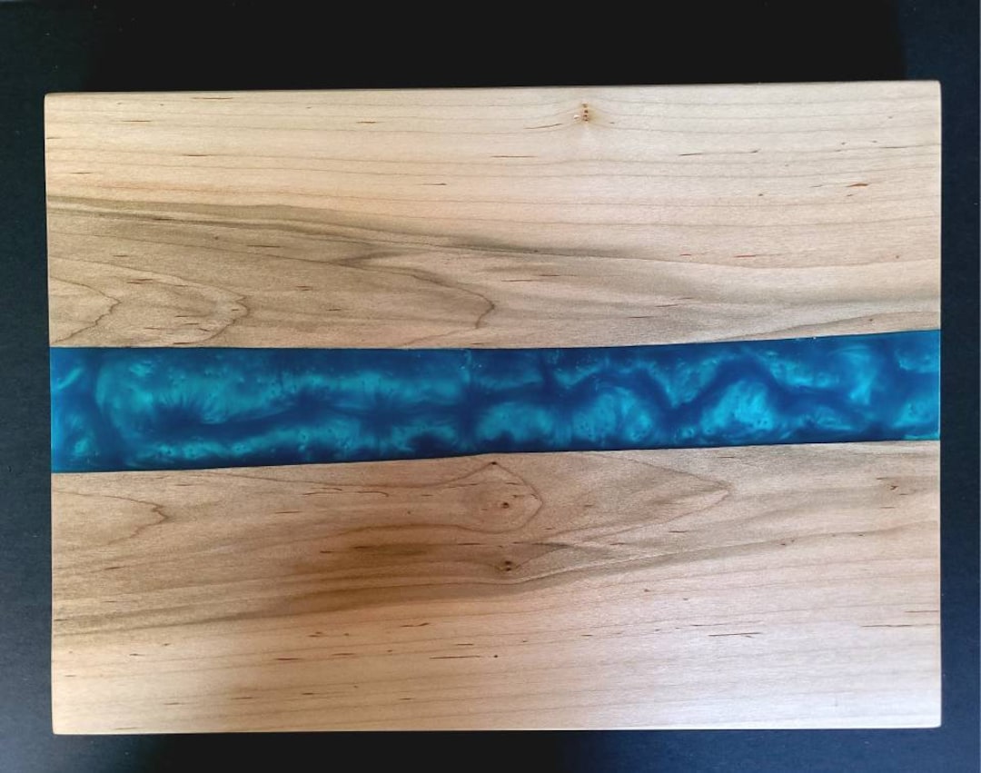 Hard Maple and Turquoise Epoxy Resin River Cutting Board- Handmade ...