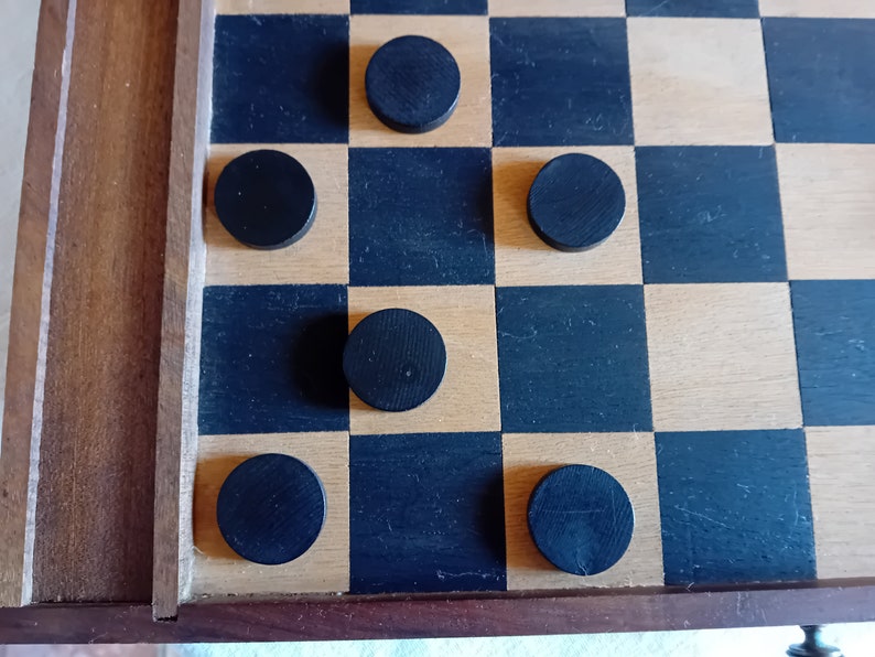 Checkers Board Game With Counters Vintage Made of Wood - Etsy