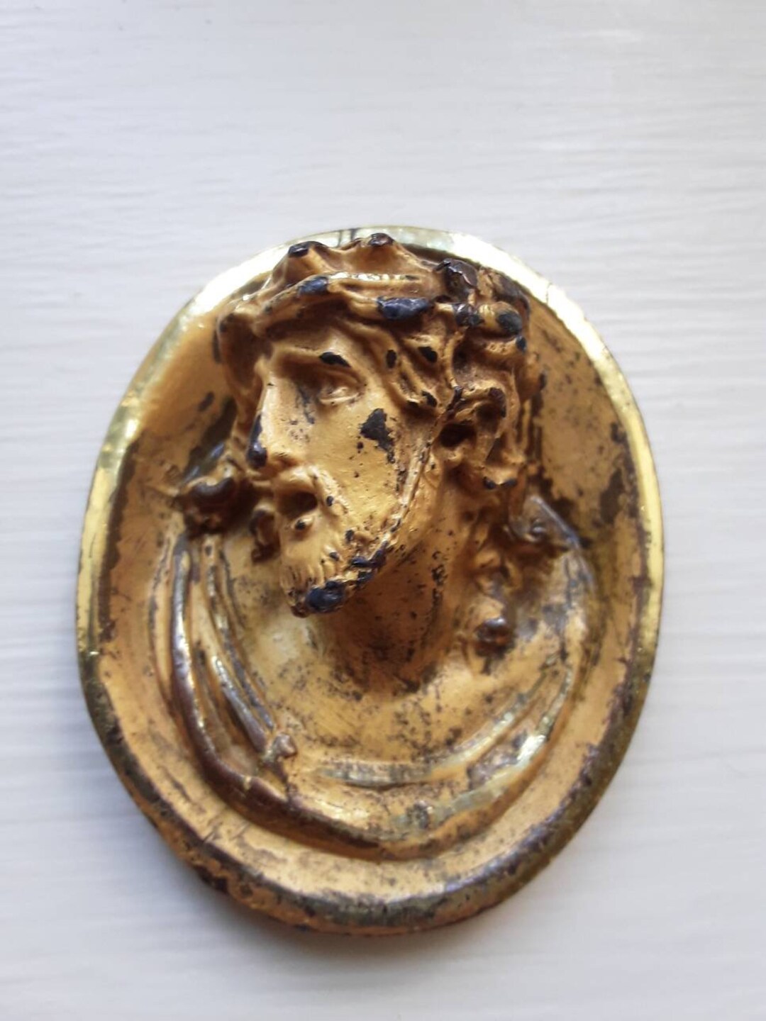Christ's Head Small Cold Painted Bronze Pocket Size Catholic Relic - Etsy