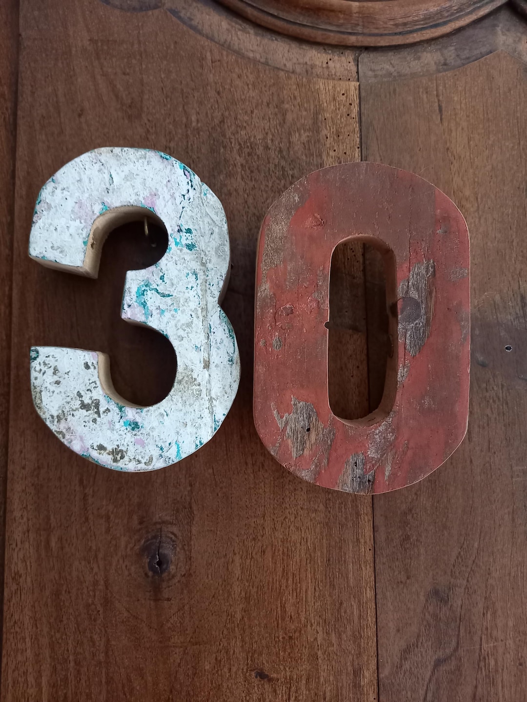Number 30 Digits 3 and 0 Painted Wood Shabby Chic Numbers, 30th ...