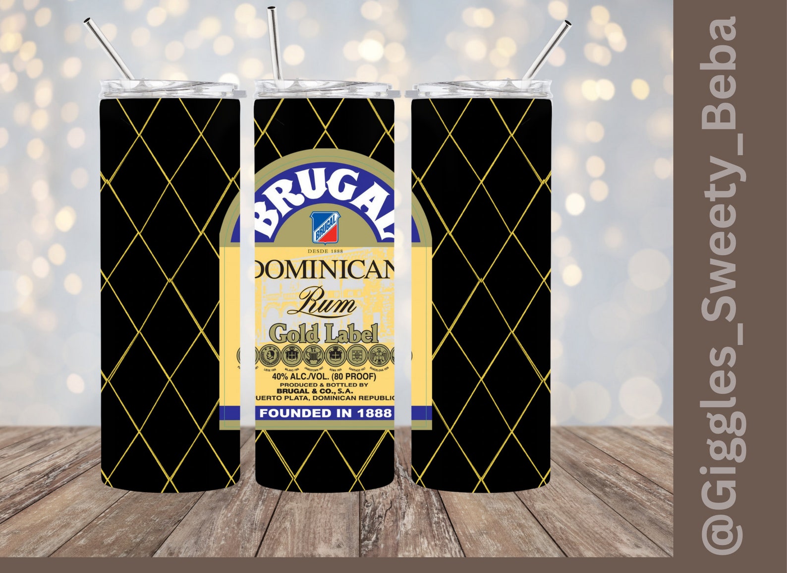 Brugal RUM Gold Label 20oz Skinny Tumbler Wrap PNG Digital File / WHITE ...