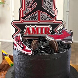 Jordan Inspired Cake Topper - 1 Caketoppet & 4 SHOES Mini Toppers - Etsy