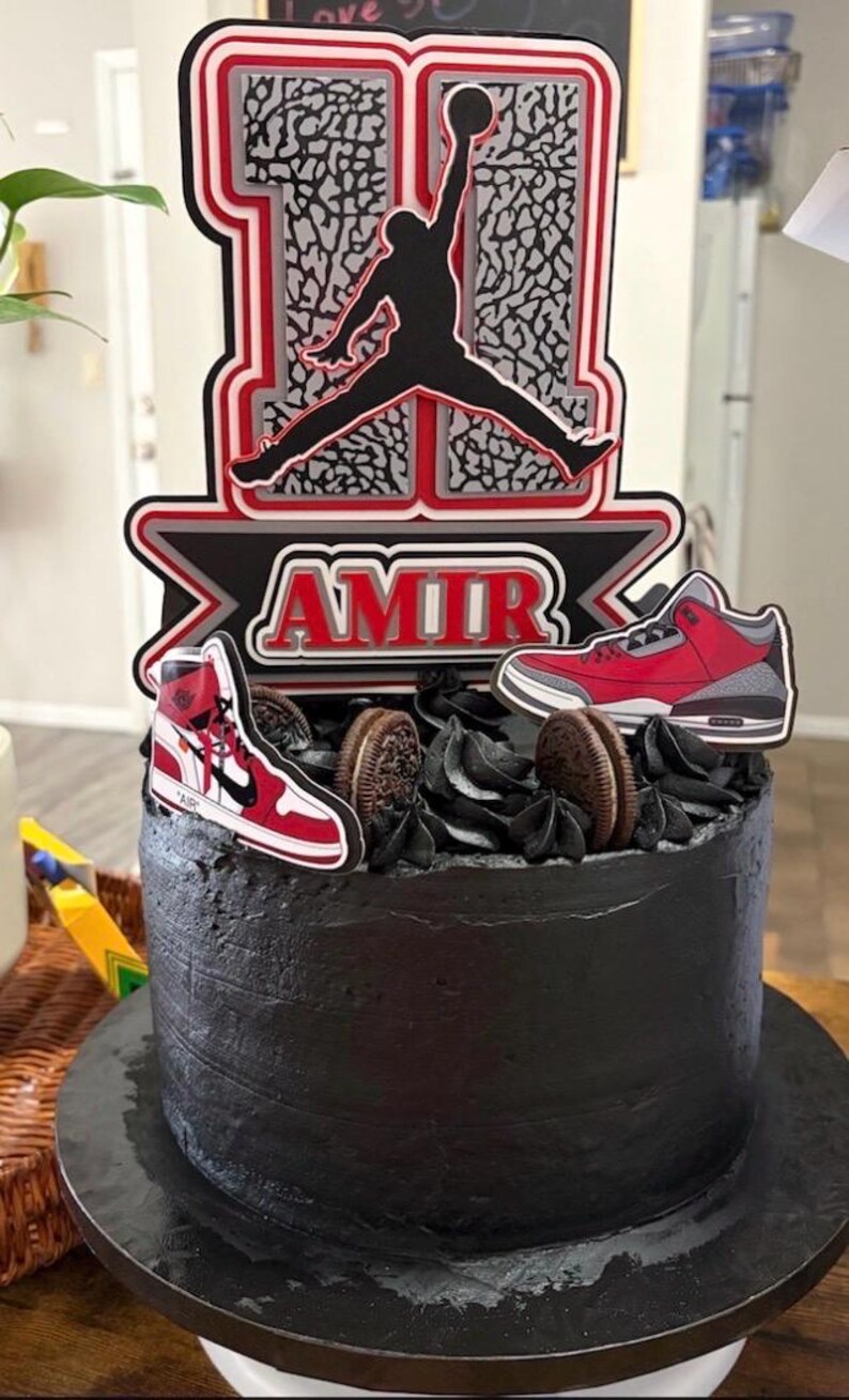 Jordan Inspired Cake Topper - 1 Caketoppet & 4 SHOES Mini Toppers - Etsy