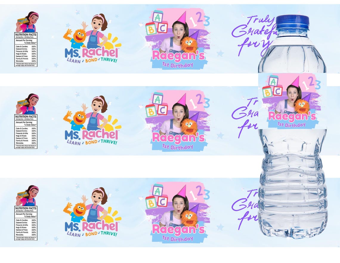 Ms. Rachel Water Labels Digital File - Etsy