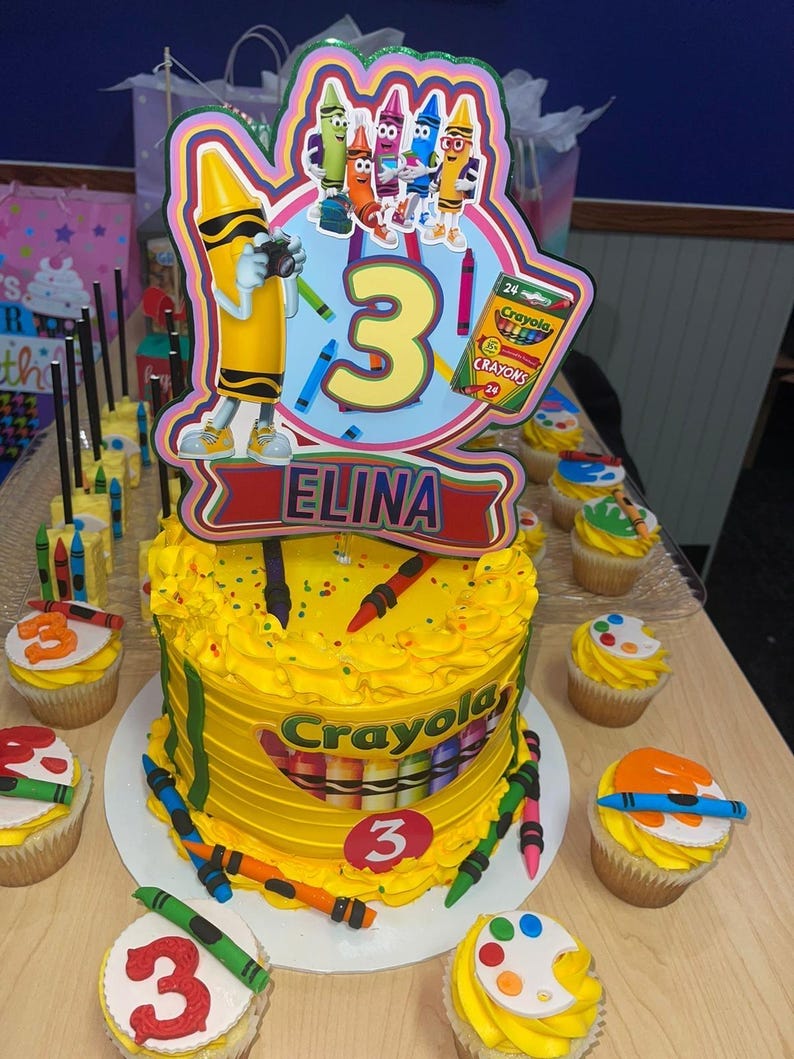 Crayola Birthday Cake Topper: 8" Party Decoration - Etsy