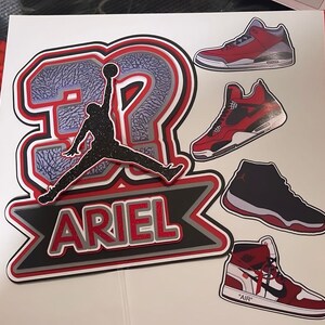 Jordan Inspired Cake Topper - 1 Caketoppet & 4 SHOES Mini Toppers - Etsy