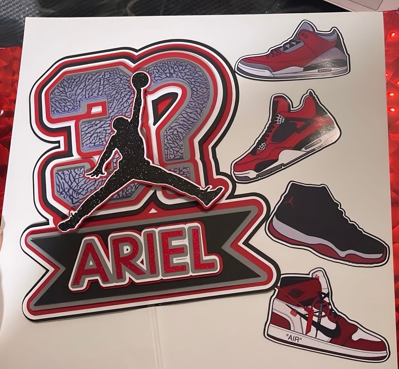 Jordan Inspired Cake Topper - 1 Caketoppet & 4 SHOES Mini Toppers - Etsy