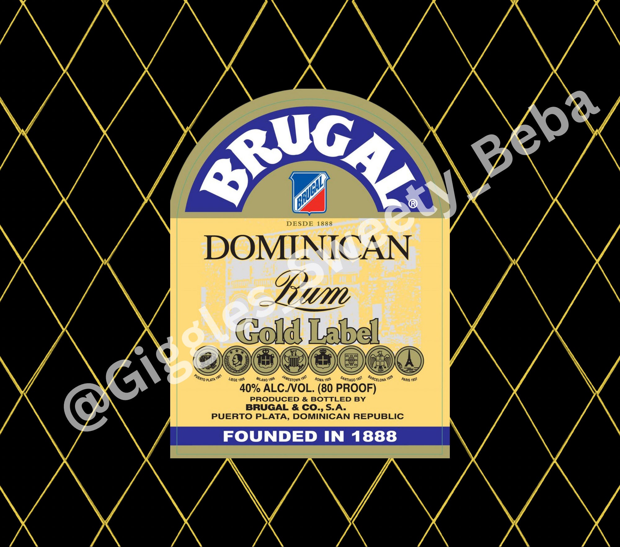 Brugal RUM Gold Label 20oz Skinny Tumbler Wrap PNG Digital File / WHITE ...