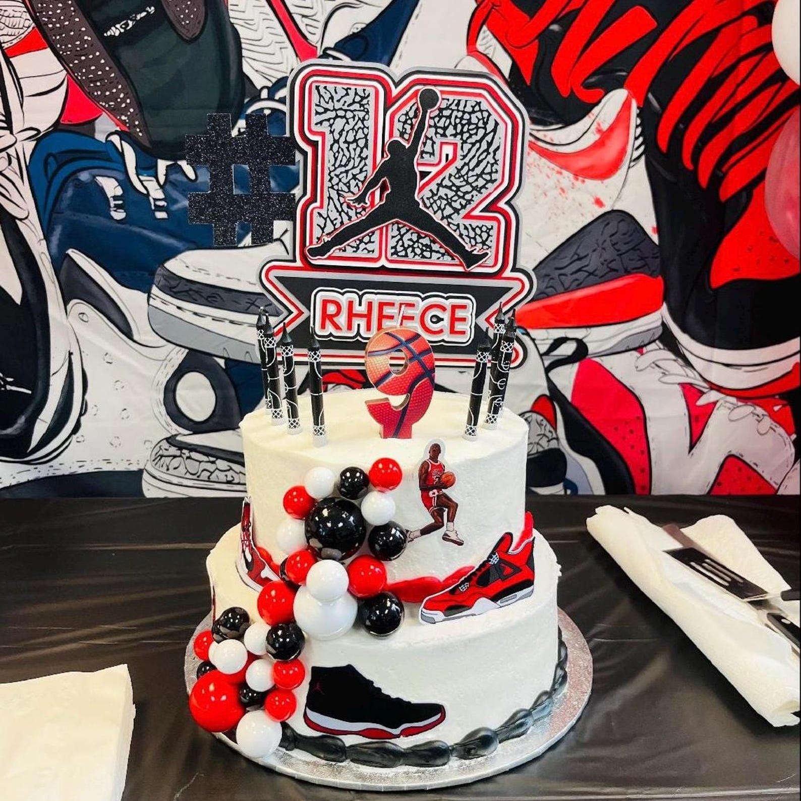 Jordan Inspired Cake Topper - 1 Caketoppet & 4 SHOES Mini Toppers - Etsy