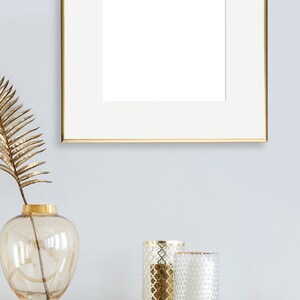 Satin Gold Metal Picture Frame Thin Minimalist Scandinavian Modern Mid ...