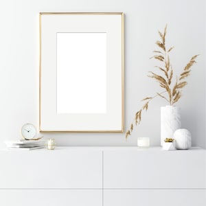 Gold Polished Metal Frame Thin Scandinavian Modern Minimalist Coastal ...