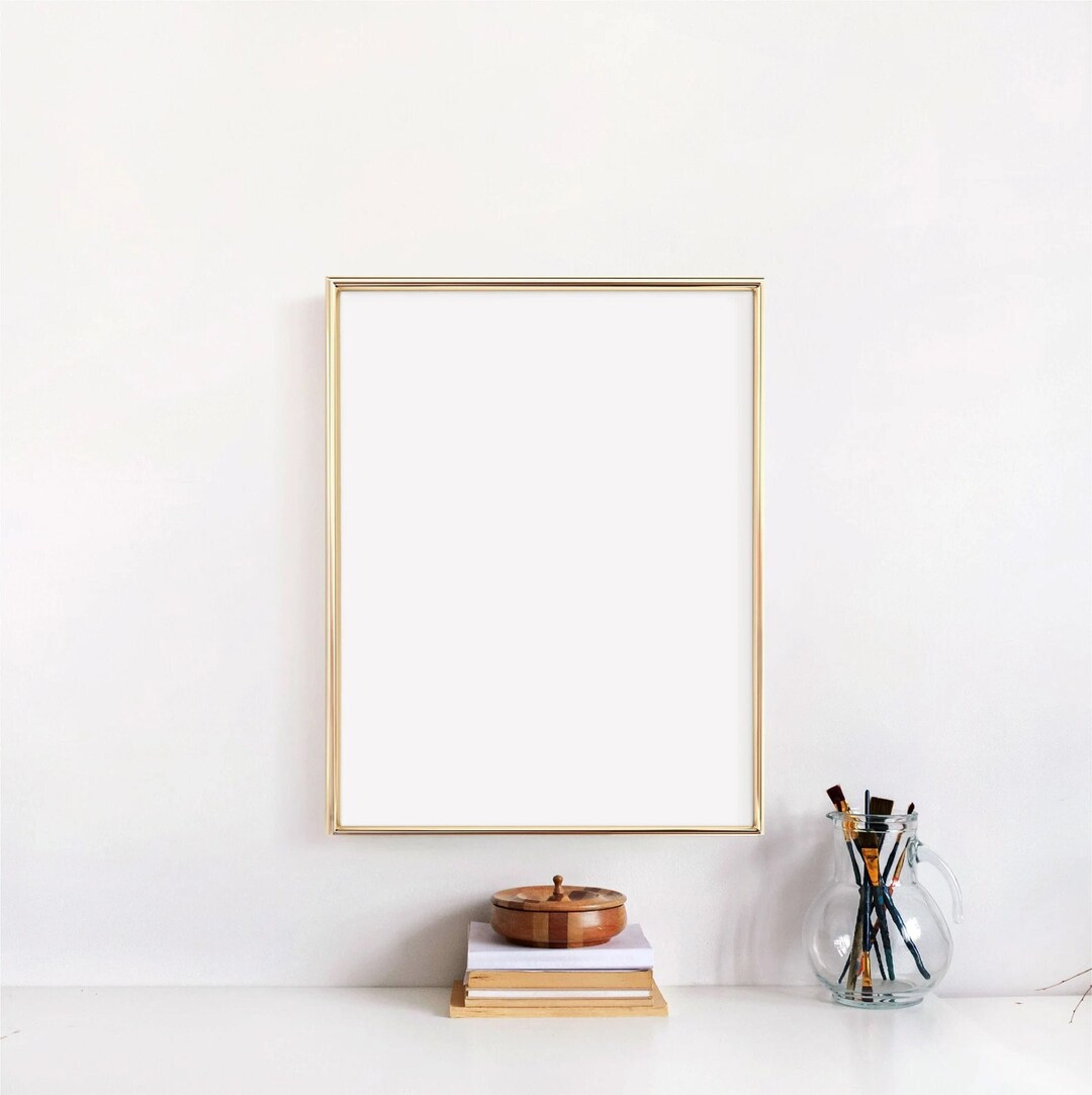 Gold Polished Metal Frame Thin Scandinavian Modern Minimalist Coastal ...