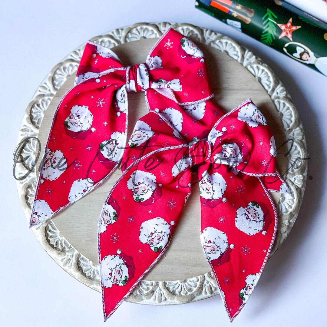 Santa Hair Bow, Christmas Bows, Santa, Vintage Santa, Toddler Bows ...