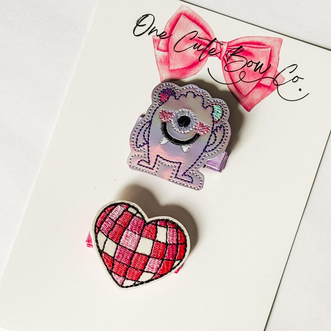 Valentines Day, Monster Love Heart Hair Clips, Valentine Hair Clip Set ...