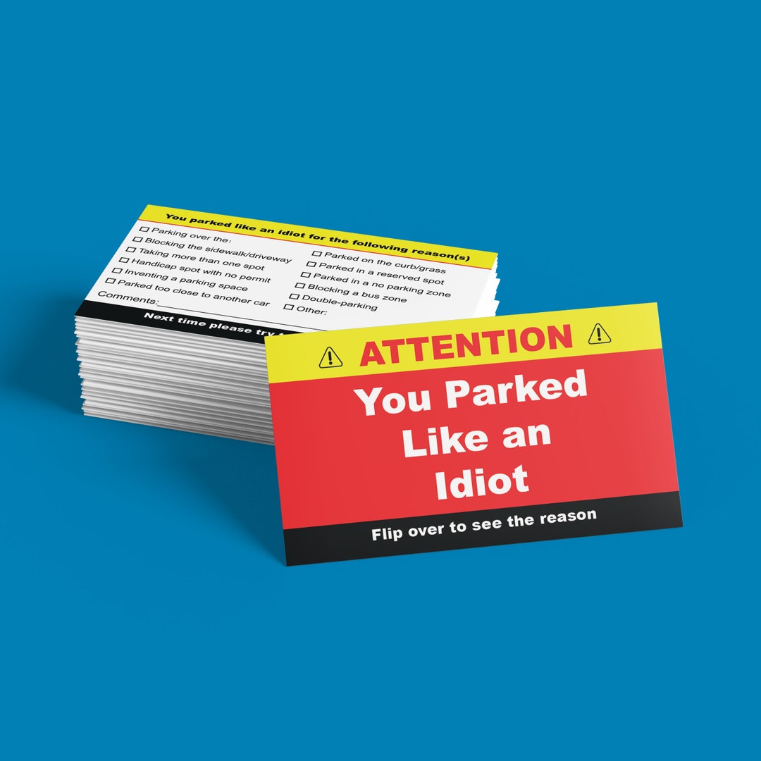 You Parked Like an Idiot, Bad Parking Cards, Learn to Park Cards - Etsy