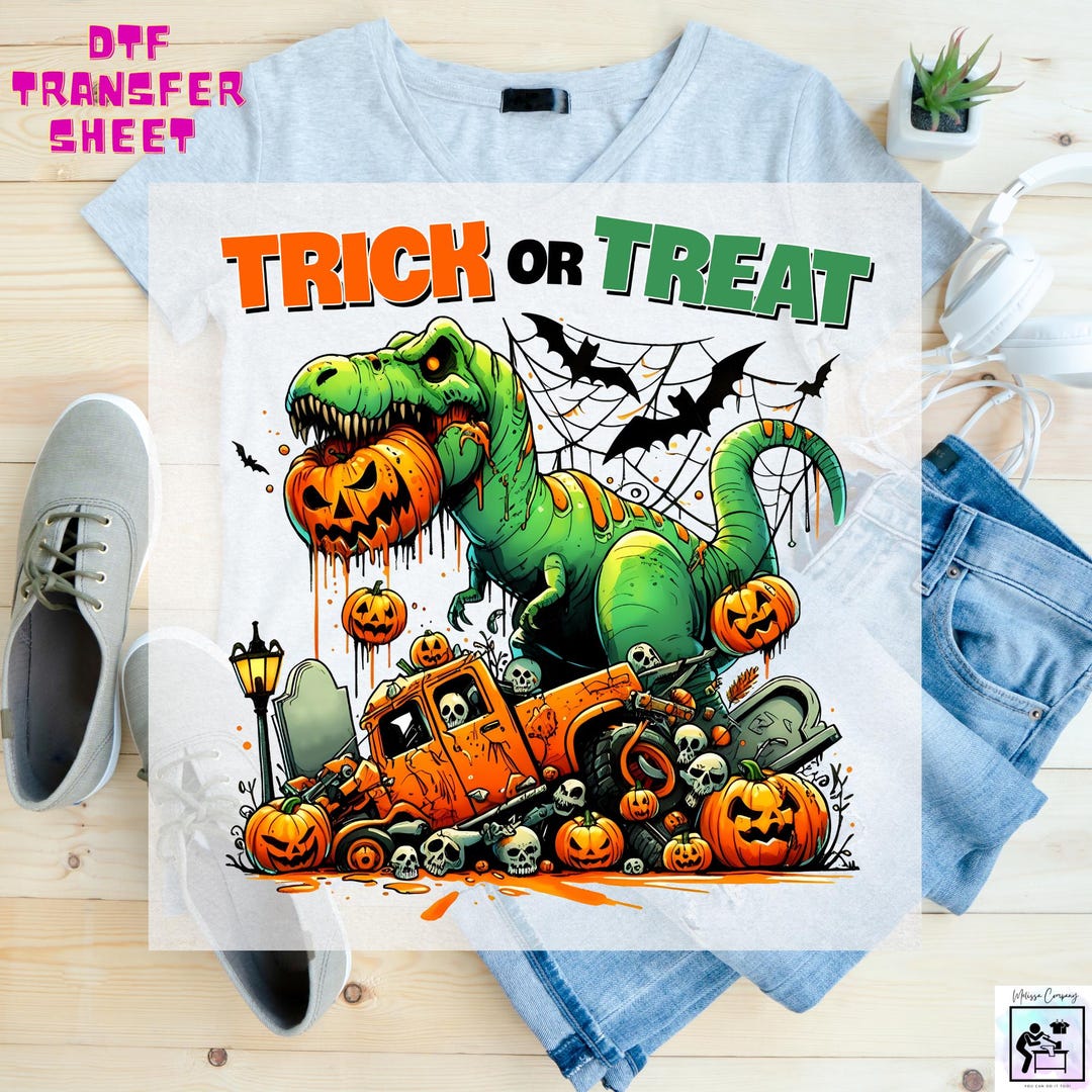 Halloween T Rex Pumpkin, Children Design, Transfer, Ready to Press, T ...