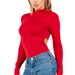 Mock Neck Open Back Bodysuit With Shoulder Pads, Bold and Elegant ...