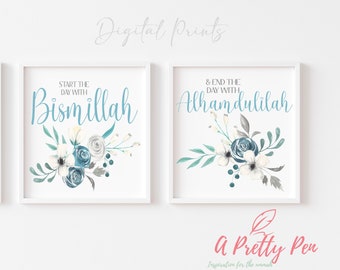 Start With Bismillah End With Alhamdulillah Print, Islamic Islam Arabic ...