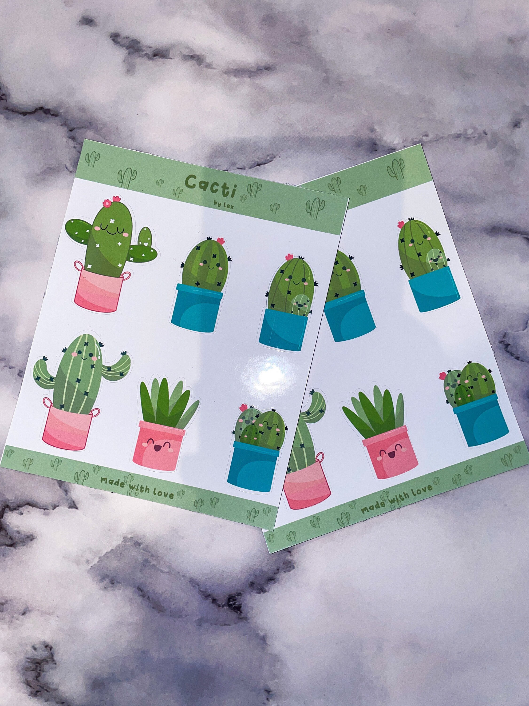 Cute Cactus Sticker Sheet, Botanical Scrapbook Stickers - Etsy