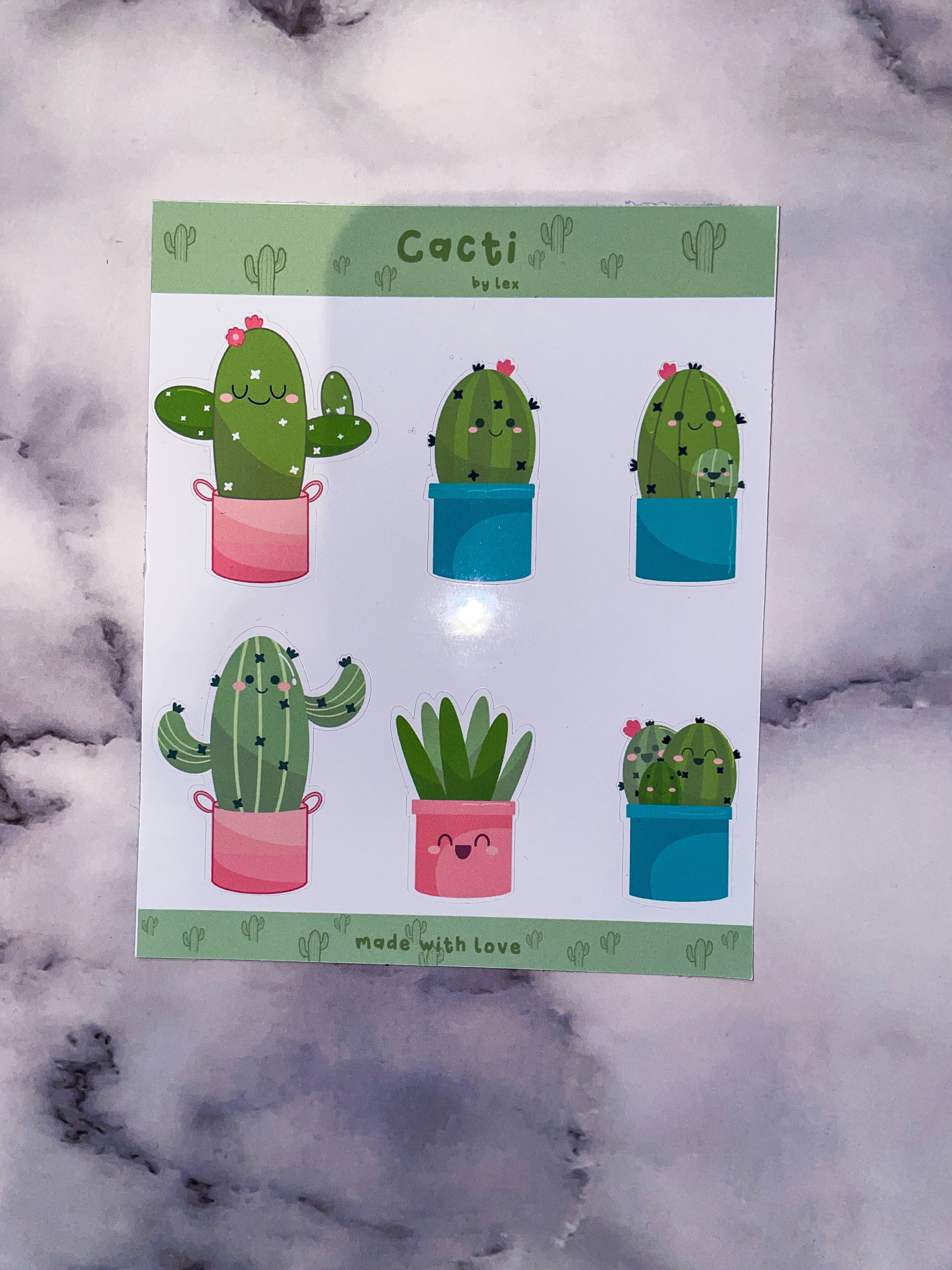Cute Cactus Sticker Sheet, Botanical Scrapbook Stickers - Etsy