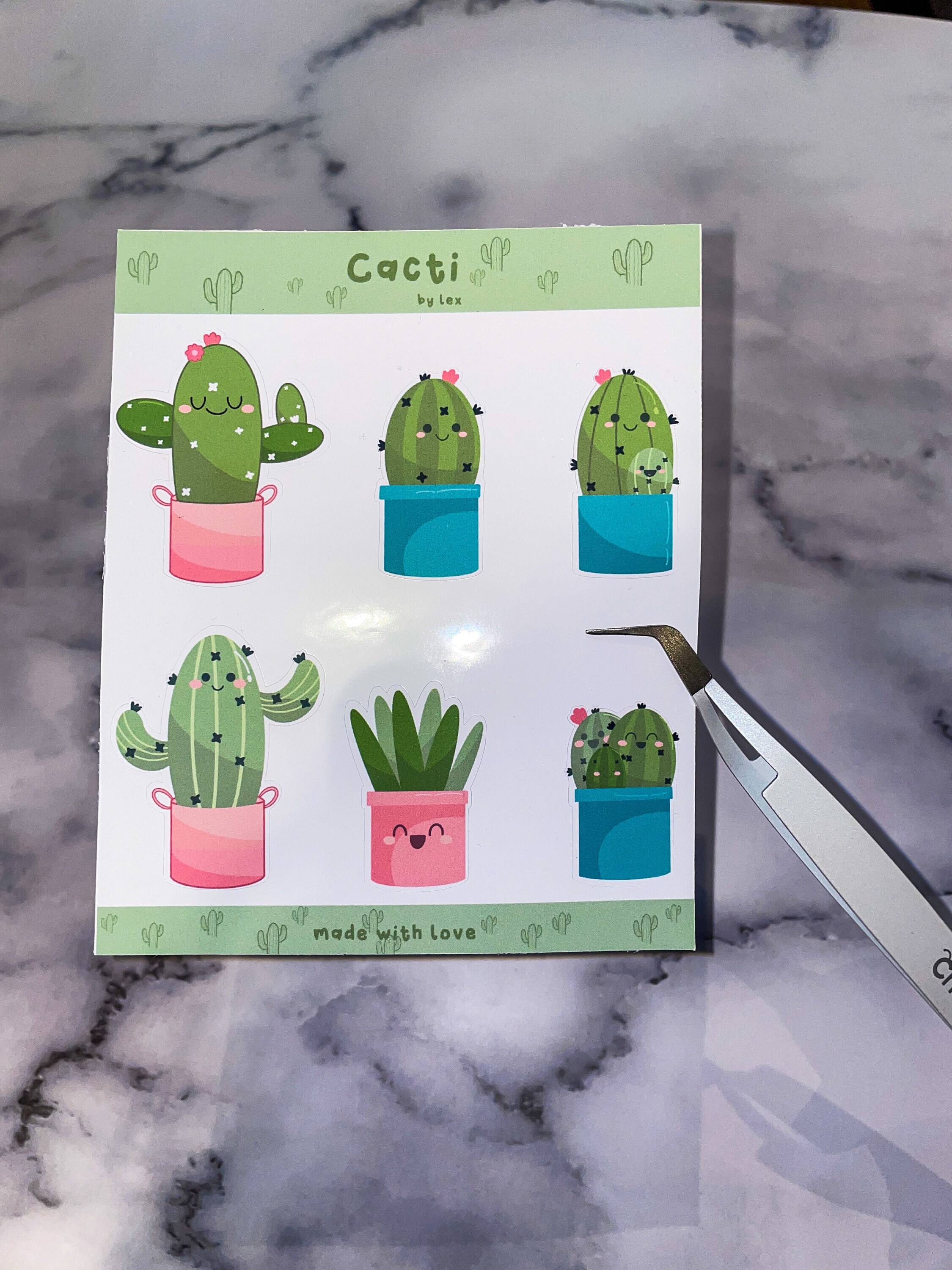 Cute Cactus Sticker Sheet, Cacti Stickers, Botanical Decorative ...