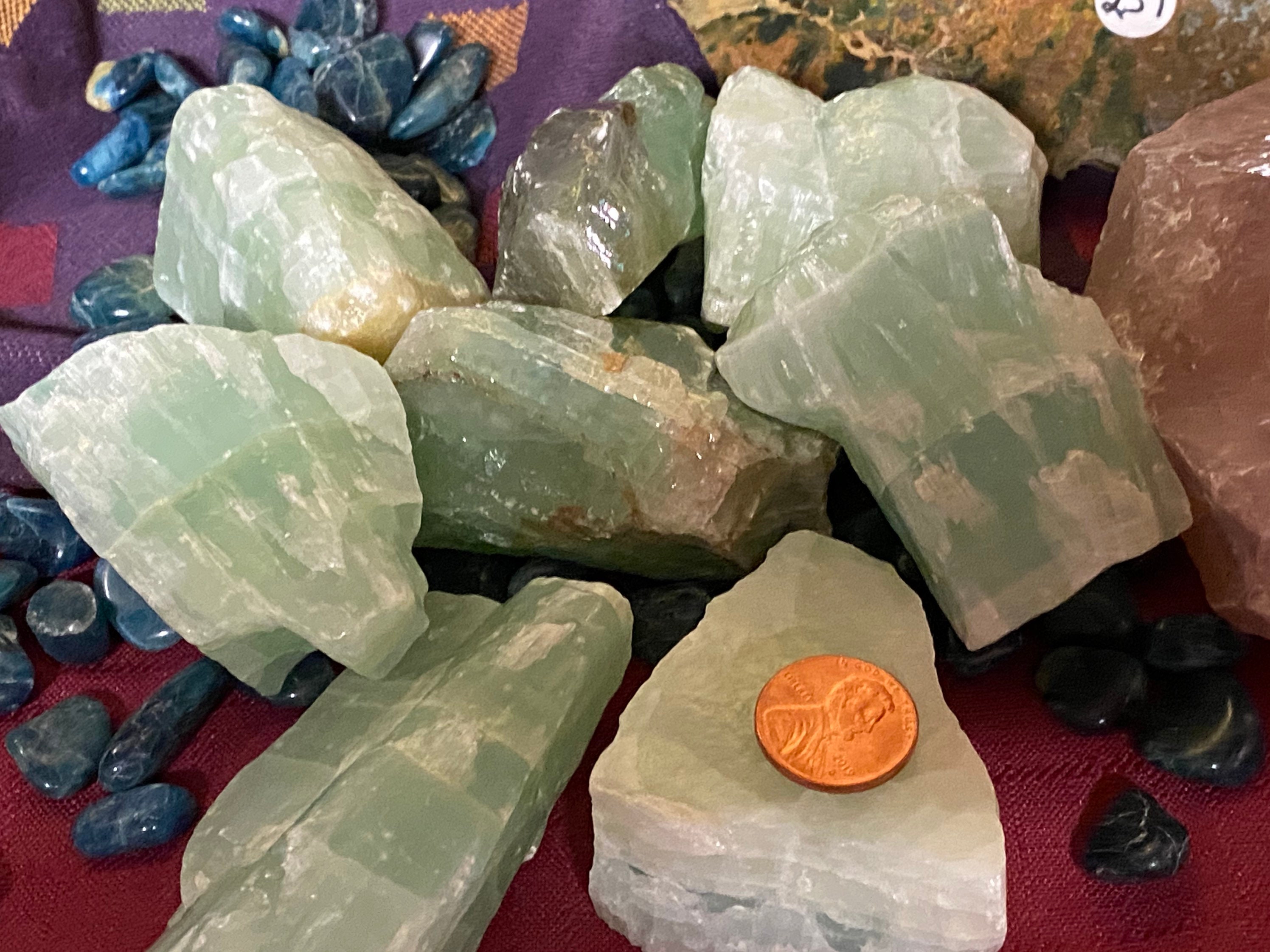 Calcite raw calcite rough calcite green calcite dog tooth | Etsy