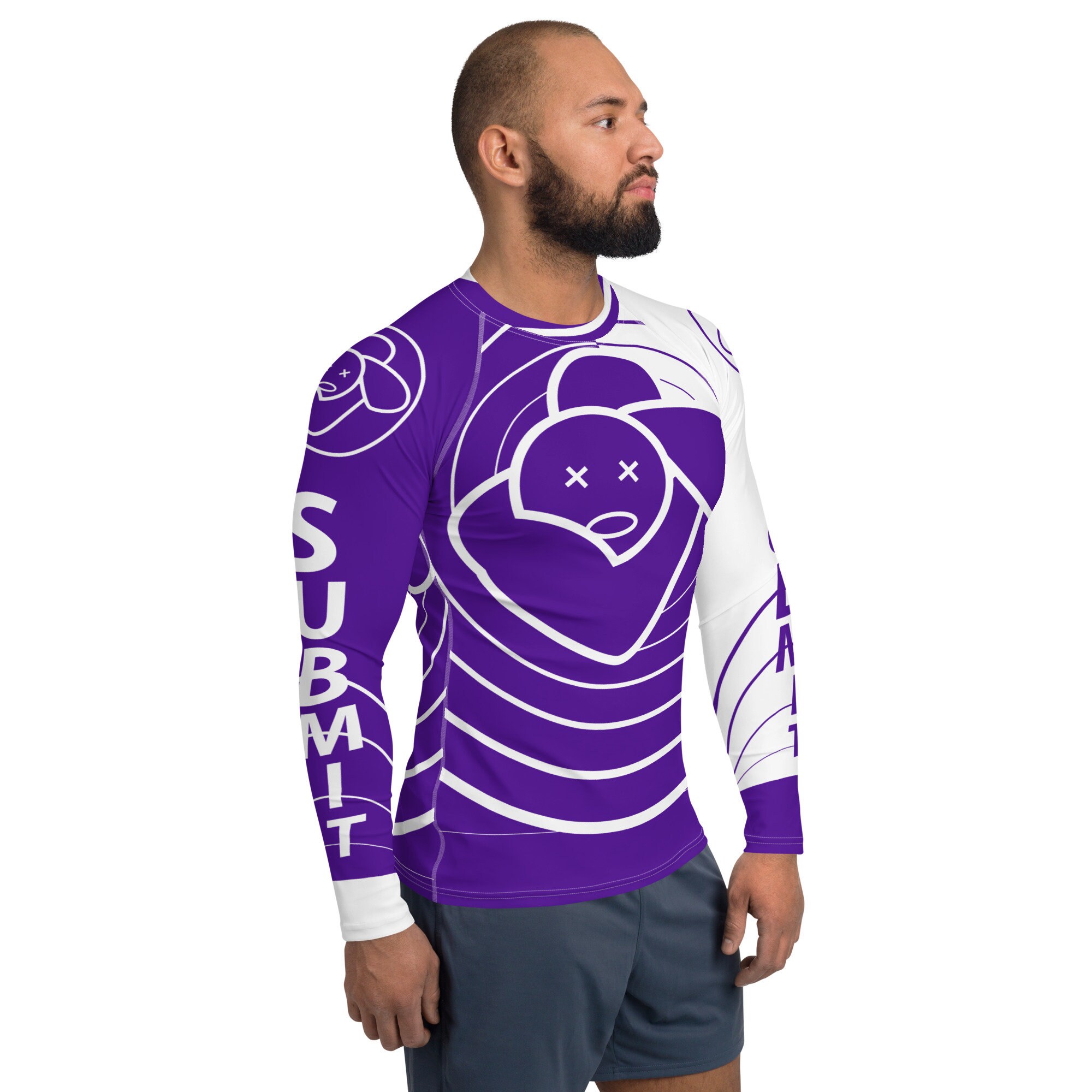 Men's Ranked Rash Guard, Purple Belt, Submit Rash Guard, BJJ, MMA, No ...