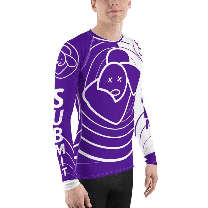 Men's Ranked Rash Guard, Purple Belt, Submit Rash Guard, BJJ, MMA, No ...