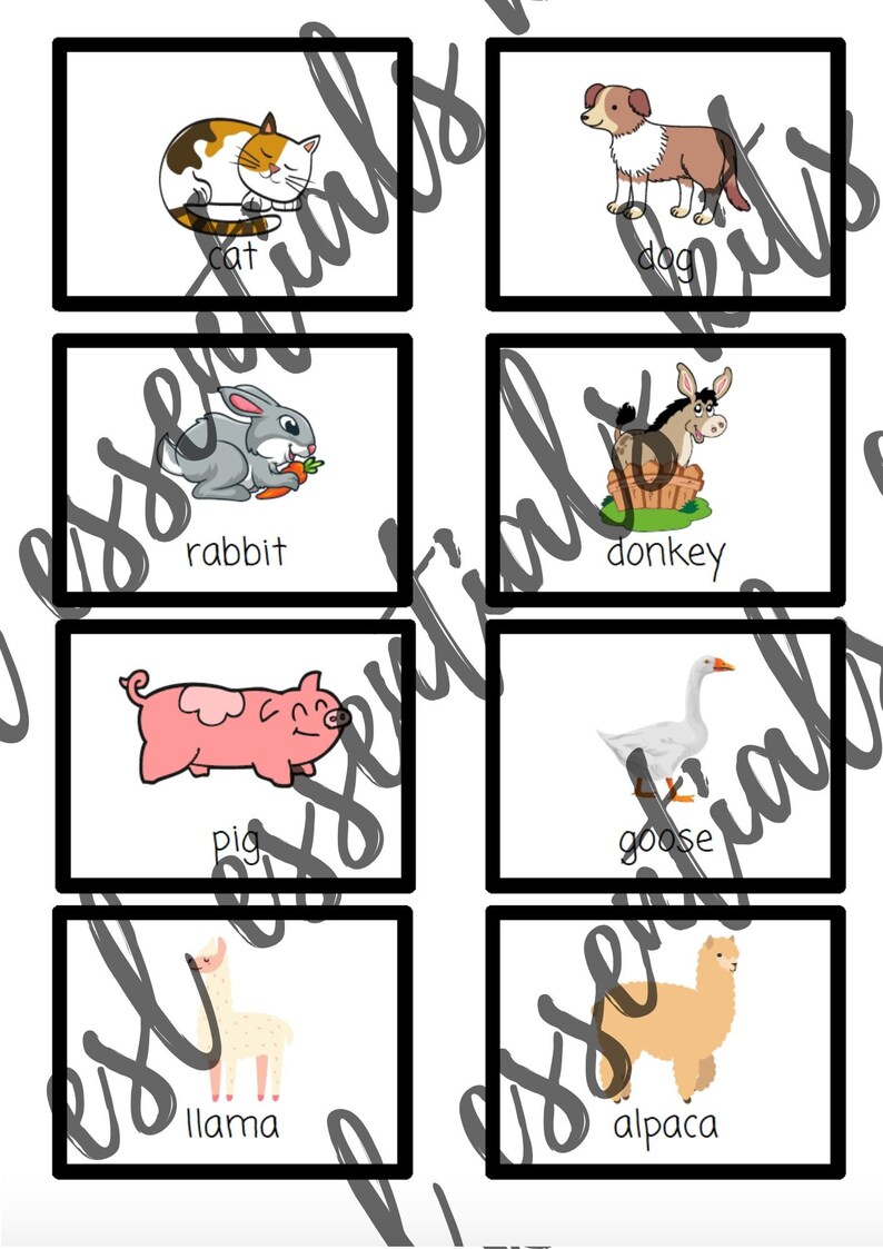 30 Farm Animals Flashcards Digital Download Printable, English/esl ...