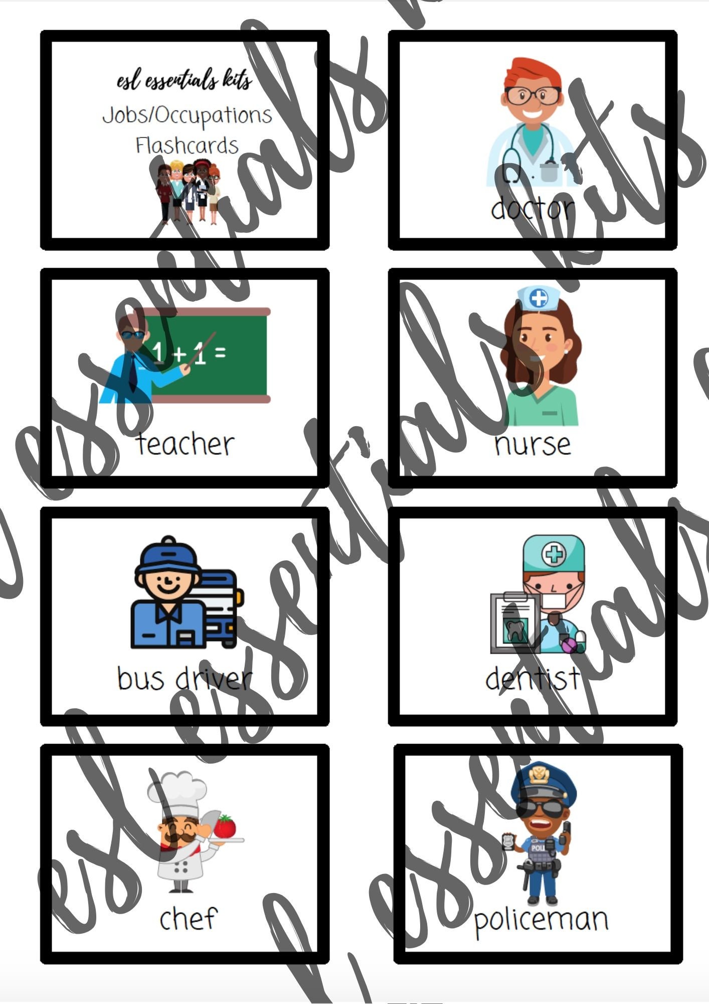 30 Jobs/occupations Flashcards, Digital Download Printable, English/esl ...